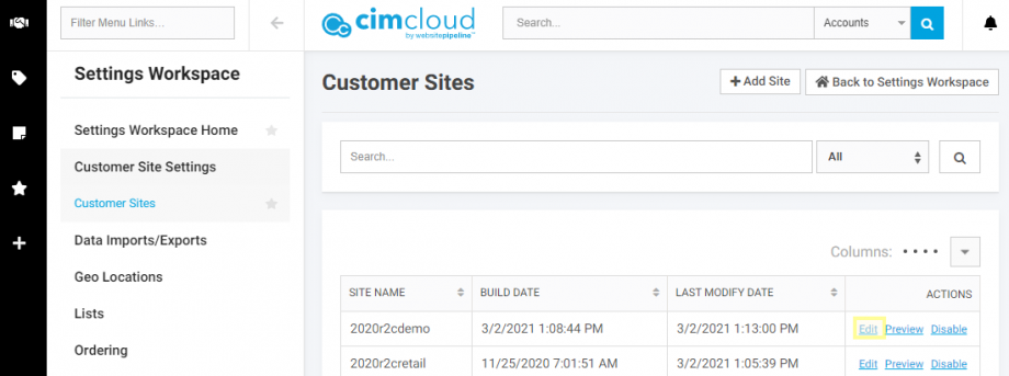 Customer Site Design Settings - CIMcloud Help Center